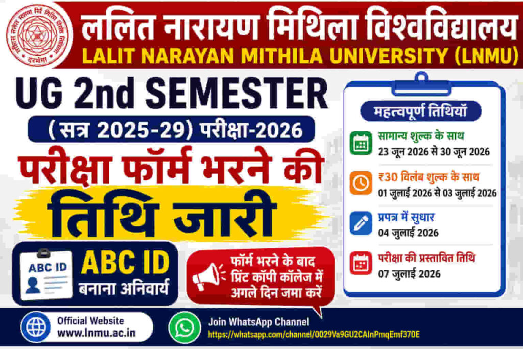 LNMU UG 2nd Semester Exam Form 2026: परीक्षा फॉर्म भरने की तिथि जारी ...